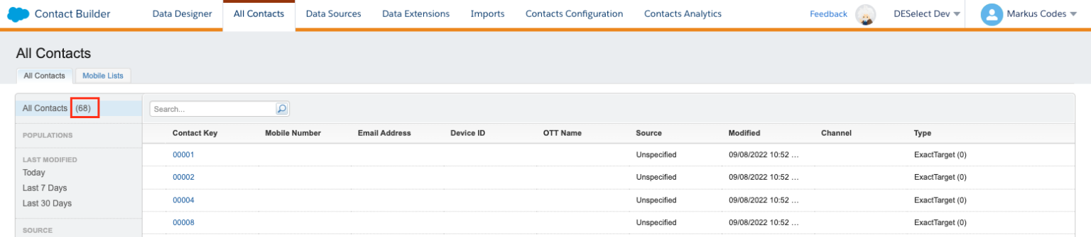 Contact Count: Monitoring and Data Cleansing | DESelect